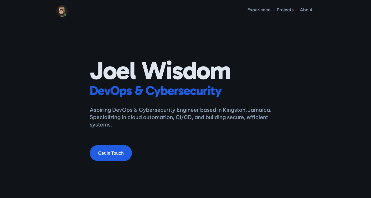 Joel Wisdom — Aspiring DevOps and Cyber Engineer